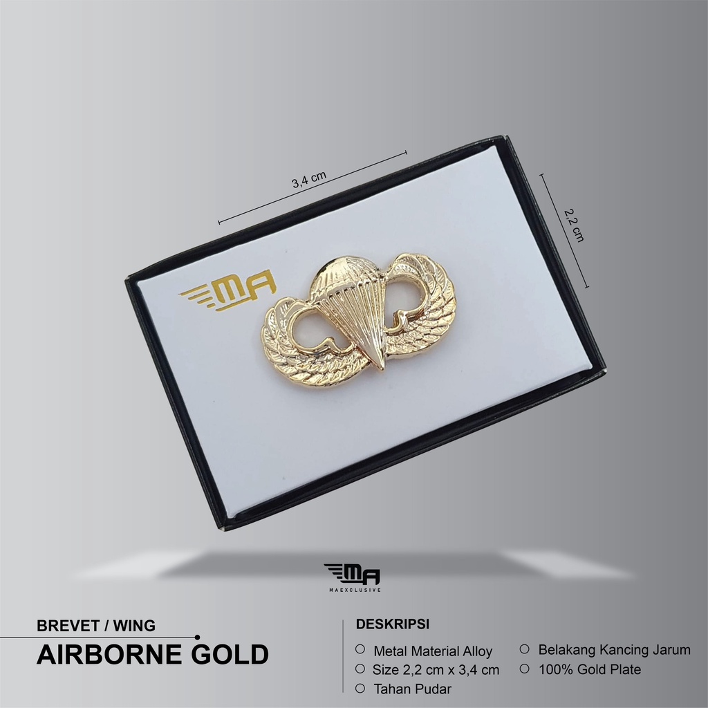 Jual WING AIRBORNE GOLD PDH BRIVET BREVET PIN AIRBONE GOLD | Shopee ...