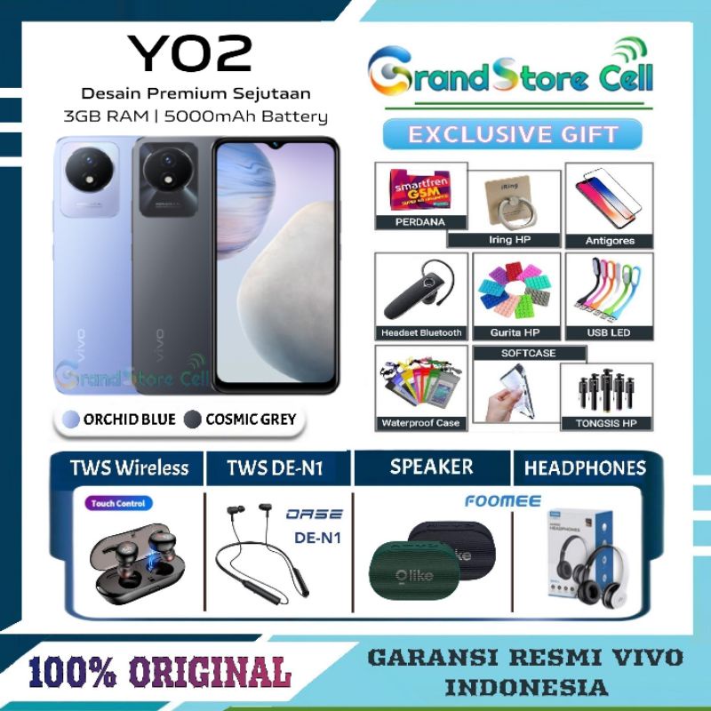 Jual VIVO Y02 3/32 GB | VIVO Y 02 | VIVO Y01A 2/32 | Y1s 2/32 GARANSI RESMI VIVO | Shopee Indonesia