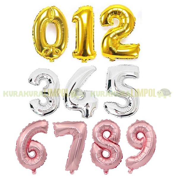 Jual (0-9) Balon Foil Angka Besar Number Balloon Satuan 80 cm | Shopee ...