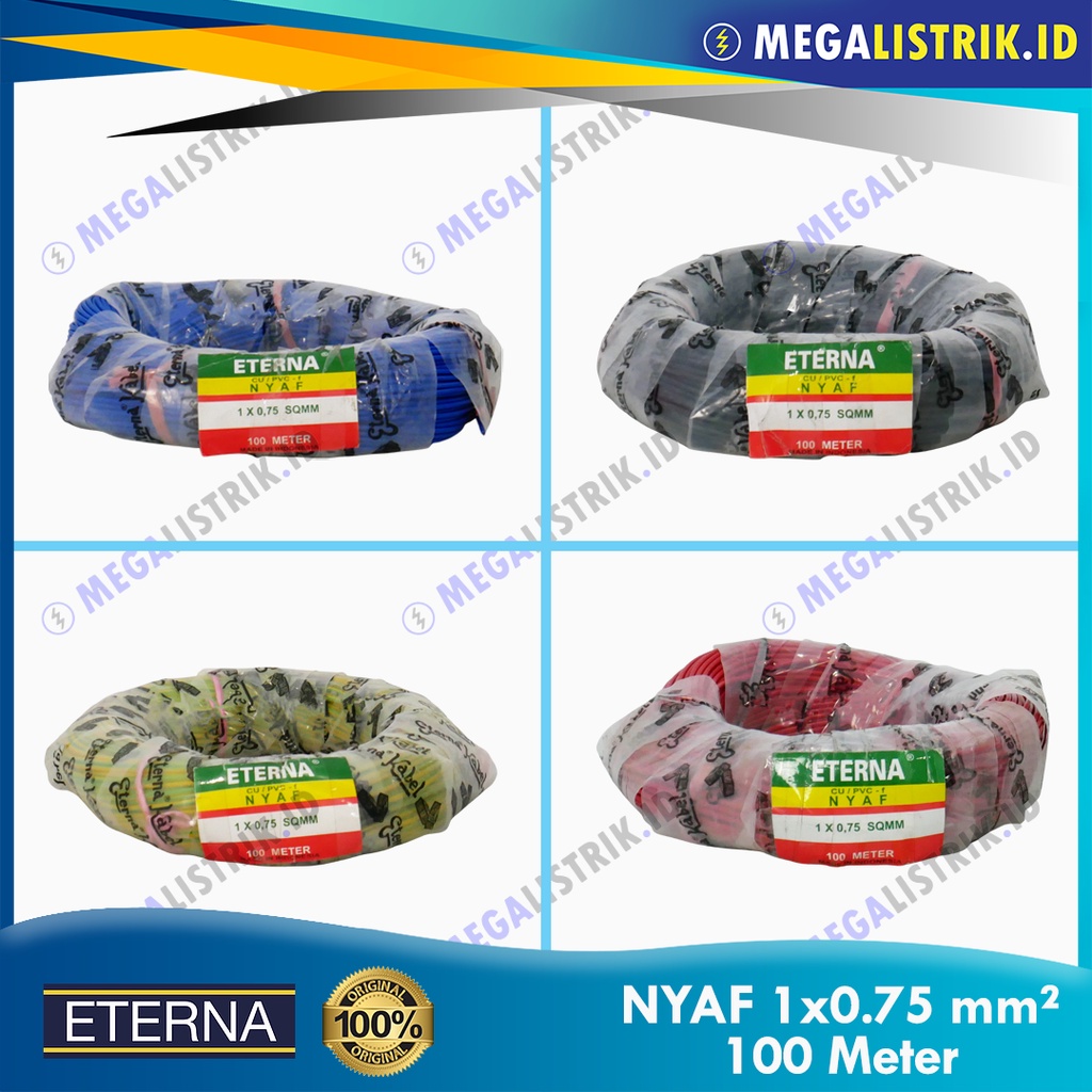 Jual ETERNA NYAF 0.75 MM ( 100M ) / KABEL LISTRIK SERABUT TEMBAGA AF 0.75MM ( 100 METER ) BIRU ...
