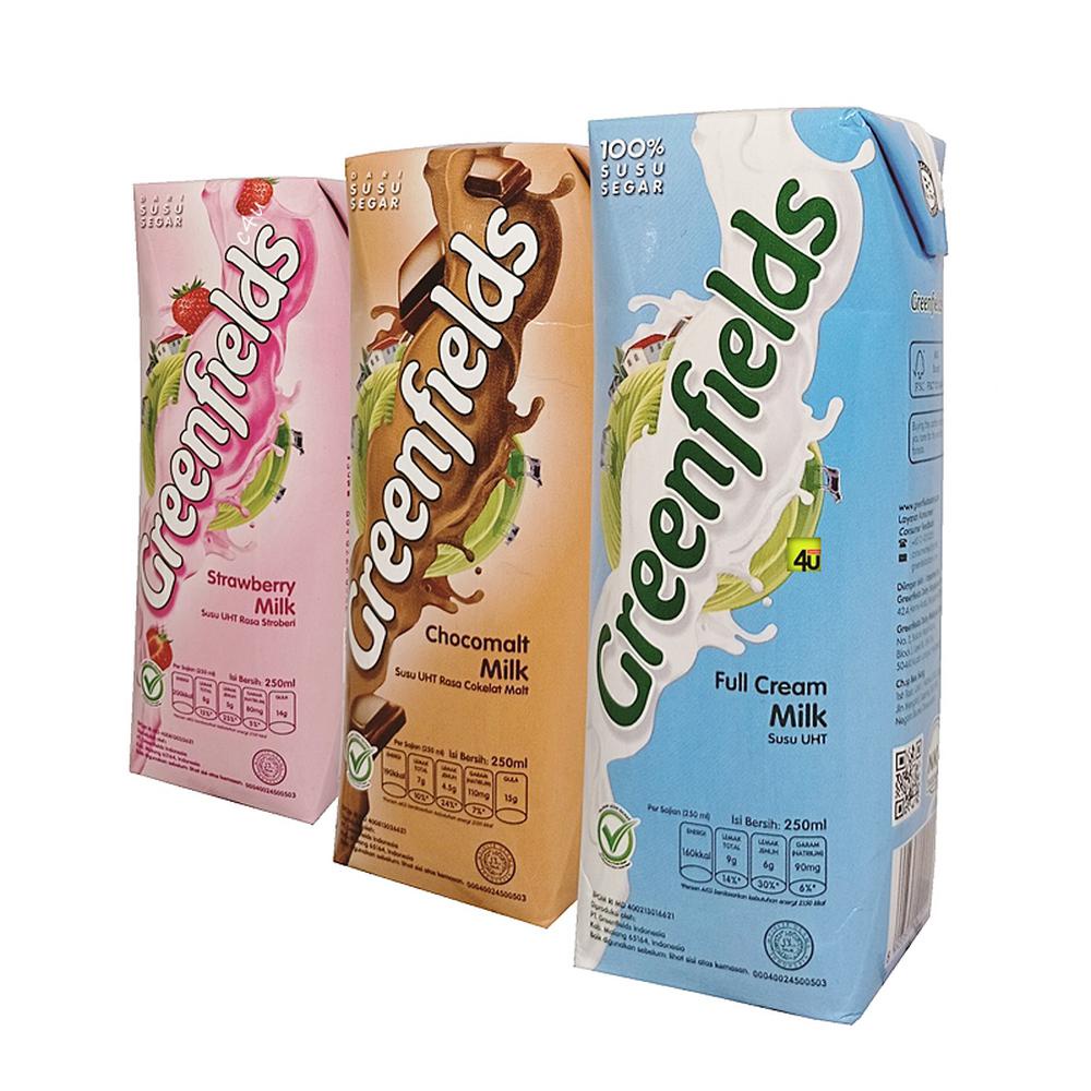 Jual Susu Greenfields UHT 250 ml Full Cream Coklat Straw | Greenfield 250m | Shopee Indonesia