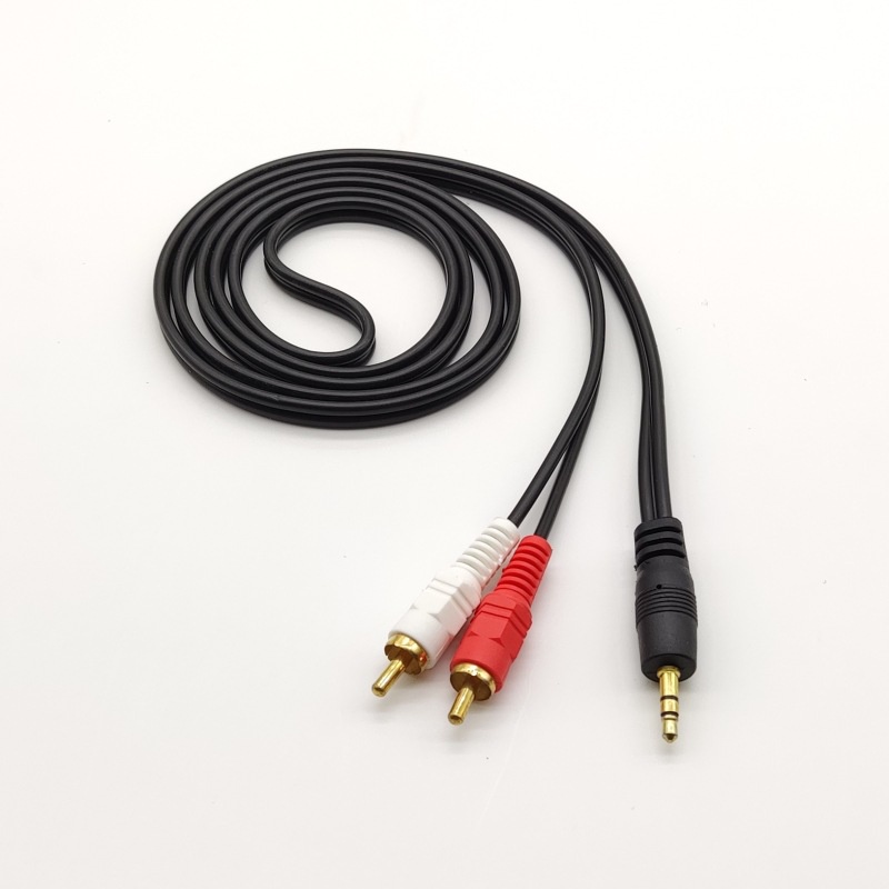 Jual Kabel Audio aux 2 in 1 Jack 3.5mm to RCA hitam panjang kabel 1,4 meter original | Shopee ...