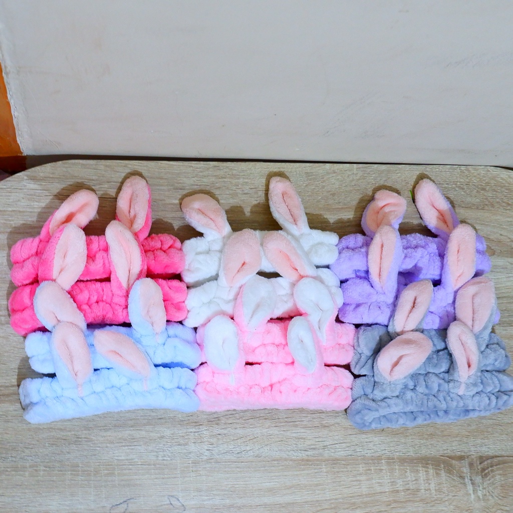 Jual Bandana Bando Rambut Motif Kelinci Perpack isi 12 Pcs | Shopee ...