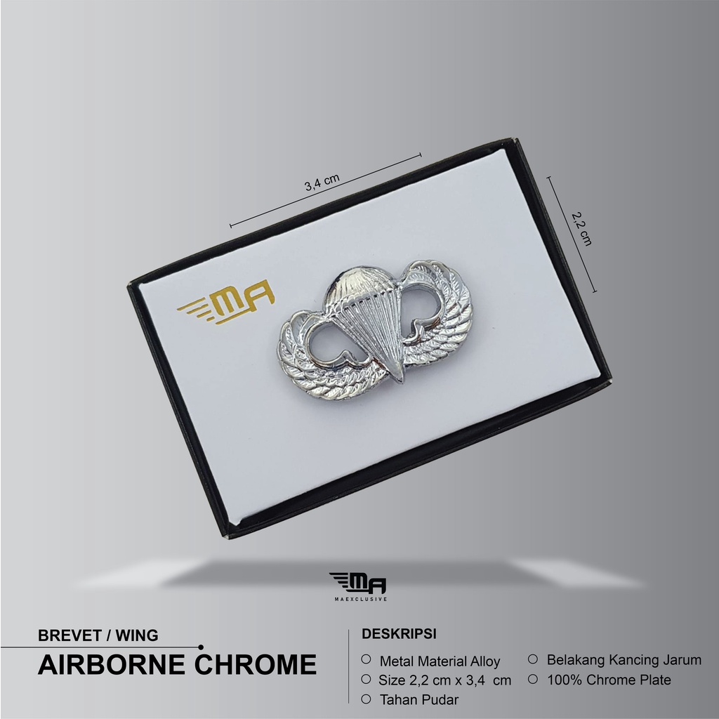 Jual WING AIRBORNE CHROME BREVET PIN | Shopee Indonesia