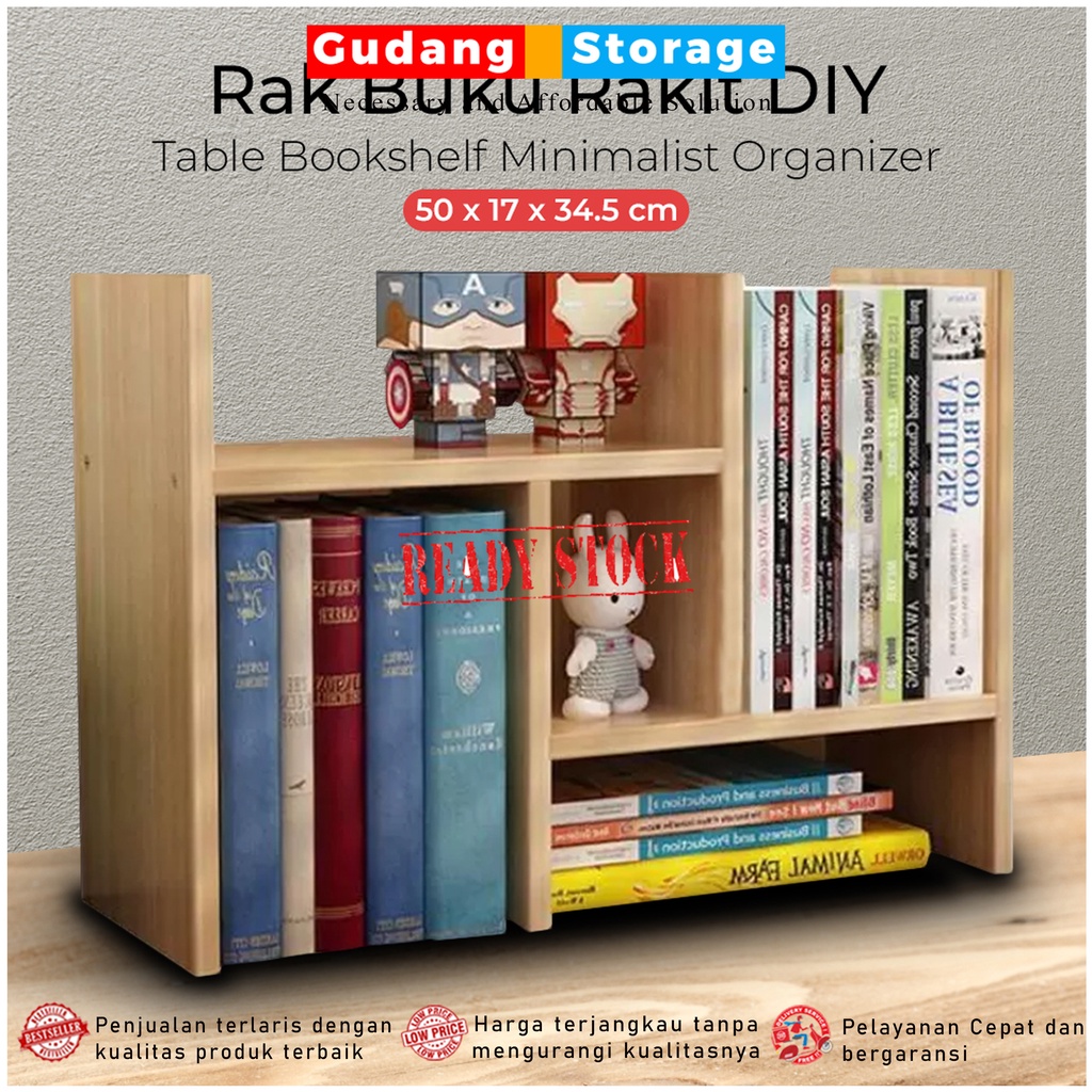 Jual [PROMO] RAK BUKU Rak Meja Buku Bookshelf / Rak Buku Rakit Dimeja ...