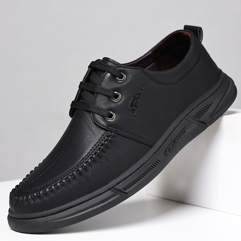 Jual READY Sepatu Pantofel Pria Tali Pendek Full Hitam Polos Coklat ...