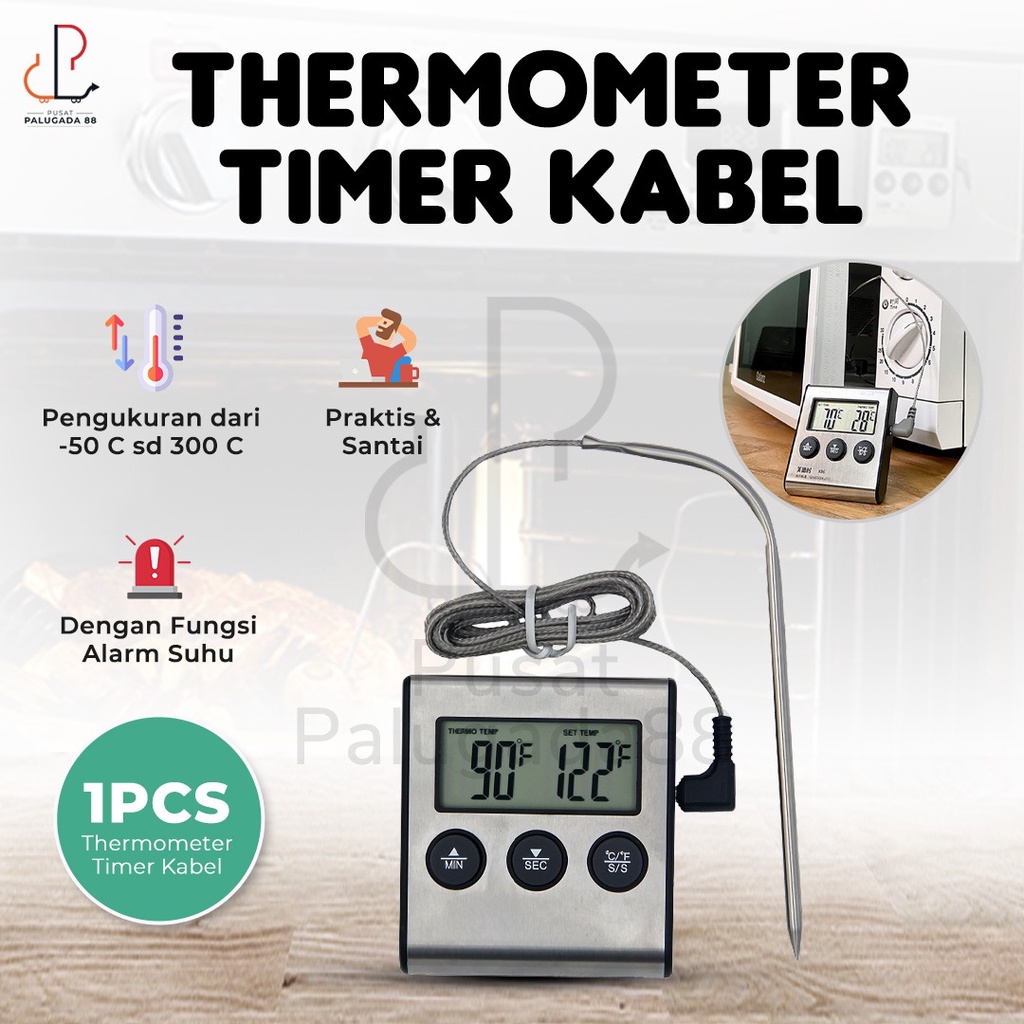 Jual Termometer v2 Masak Kopi Oven Air Minyak Daging digital Kabel ...