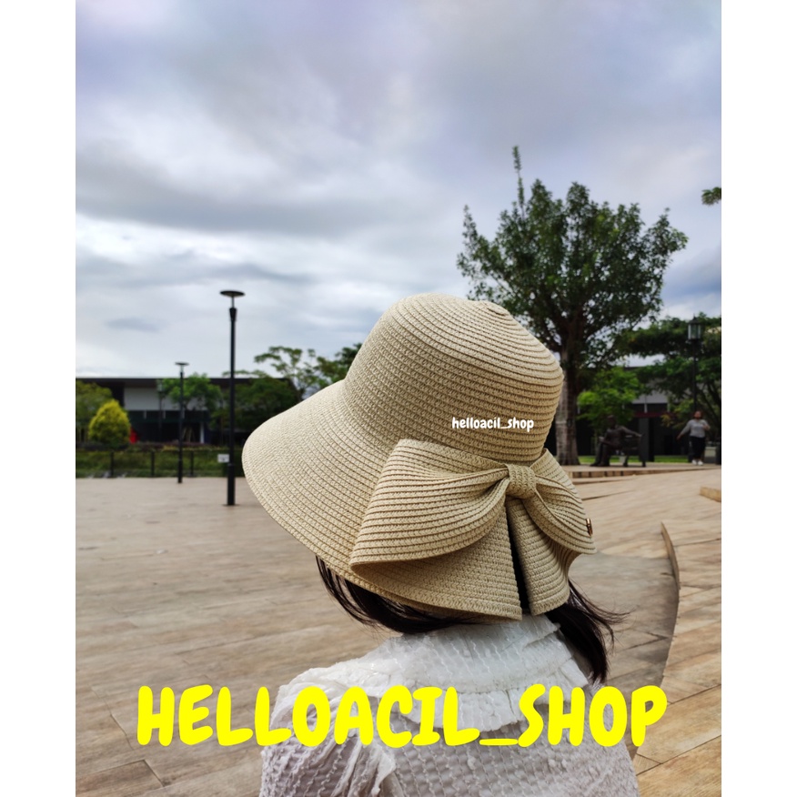 Jual Topi Pantai Wide Bucket Dewasa Aksen Pita/Topi Pantai Dewasa | Shopee Indonesia