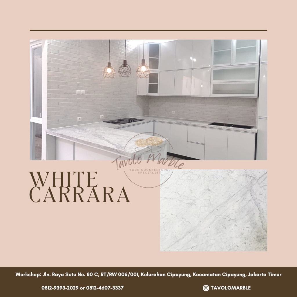 Jual Kitchen Set Table | Carrara Marble | Marmer Import | Marmer Slab ...
