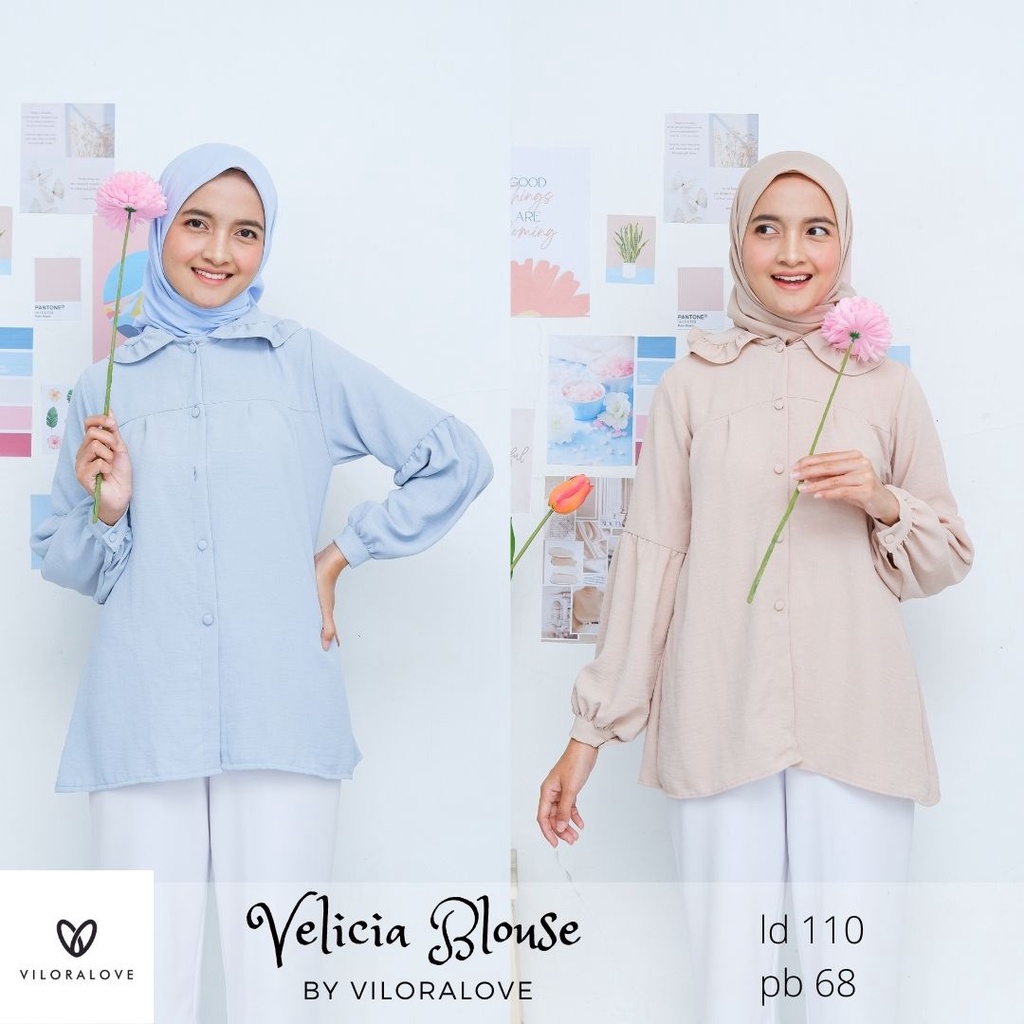 Jual Viloralove Blouse korean style velicia | Shopee Indonesia