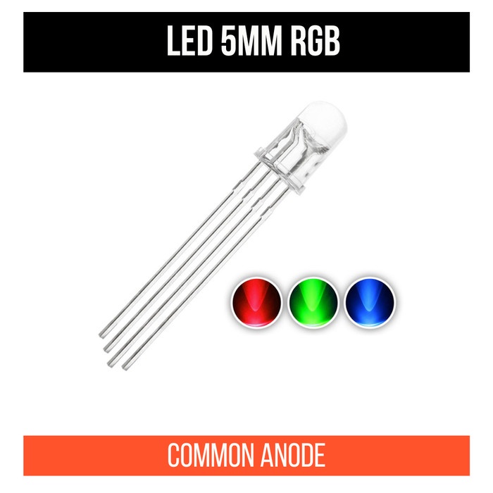 Jual LED RGB 5mm 5 mm Common Anode Anoda Bening Clear Transparan 4 Kaki ...