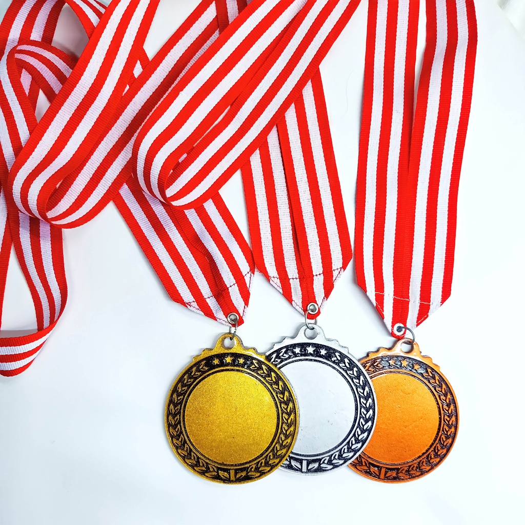 Jual Medali Warna Emas Perak Perunggu Plus Tali Medalion Mendali Gold ...