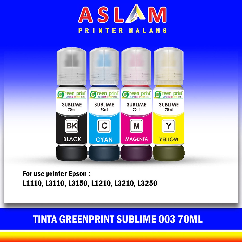 Jual Tinta Epson 003 Sublime Green Print 70ml Black, Cyan, Magenta ...