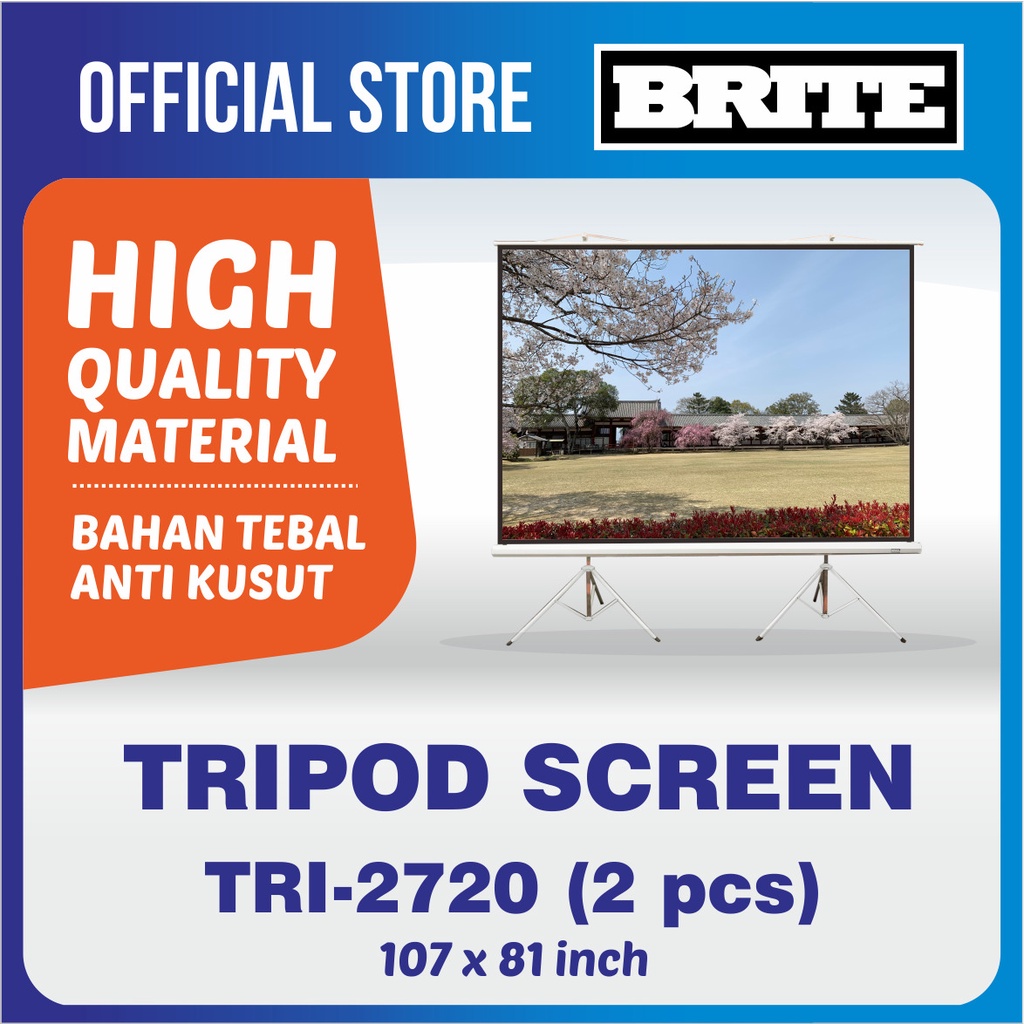 Jual BRITE TRIPOD SCREEN TRI-2720 || Layar Proyektor Tripod 84" 2 TIANG ...