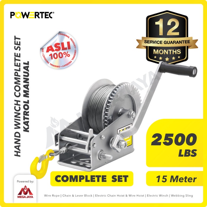 Jual Katrol Hand Winch / Katrol Manual 2500Lbs / 1100Kg X 15 M Galv ...