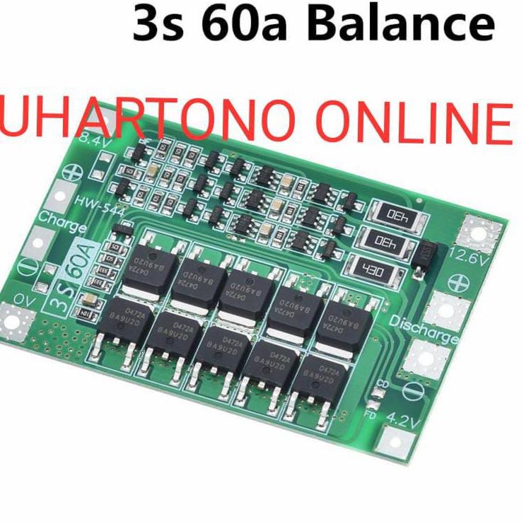 Jual Serba Populer 3S 60A BMS Board 12.6V 18650 Li-Ion Lithium Battery ...