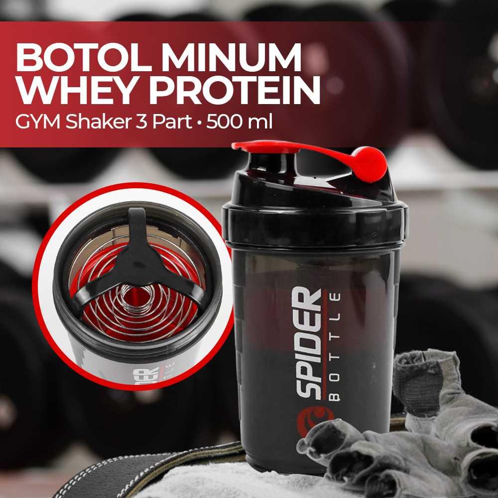 Jual Spider Botol Minum Whey Protein GYM Shaker 3 Part 500 ml-SPB01 ...