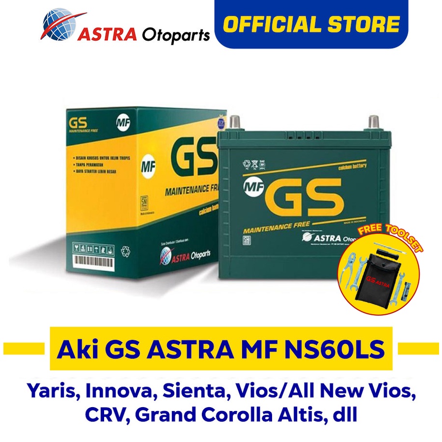 Jual GS ASTRA MF NS60LS Aki Mobil Honda CRV, City, Toyota New Vios, Yaris, Innova, dll | Shopee ...