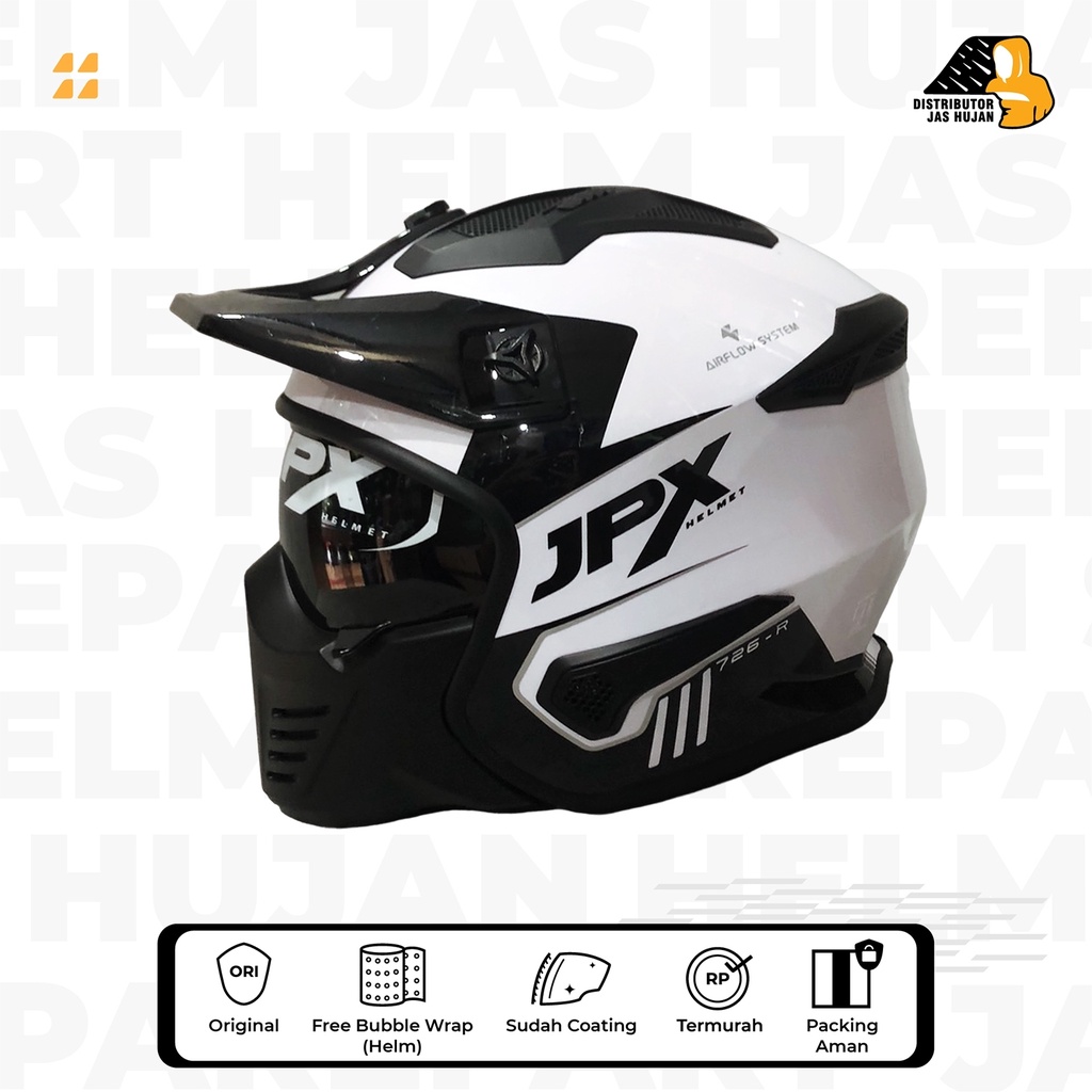 Jual Helm JPX MX 726 R Solid White Glossy | Shopee Indonesia