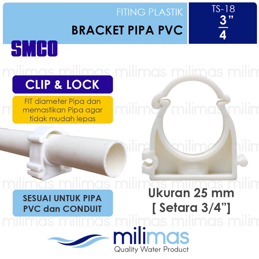 Jual SMCO - Klem / Clip Pipa Conduit-PVC-PEX Uk.3/4" - TS18 Klip 25mm Putih | Shopee Indonesia