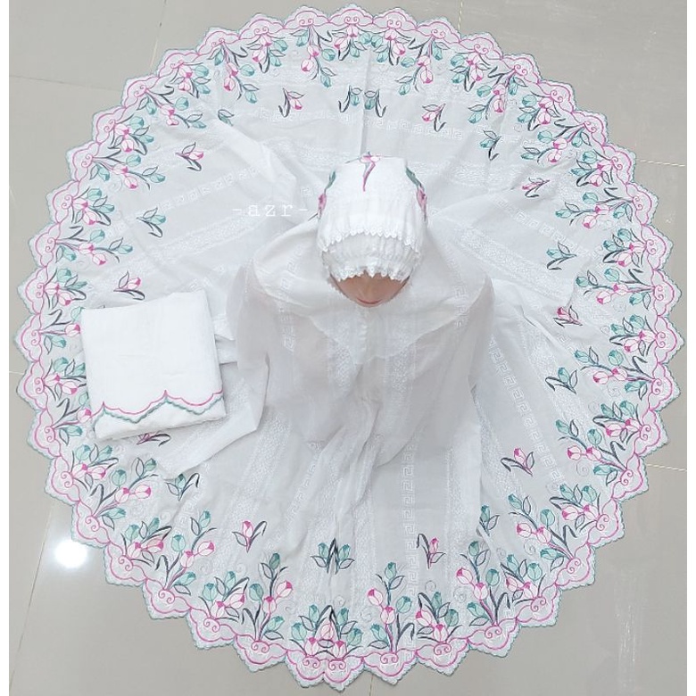 Jual mukena bordir suji motif tulip made in bukittinggi padang | Shopee ...