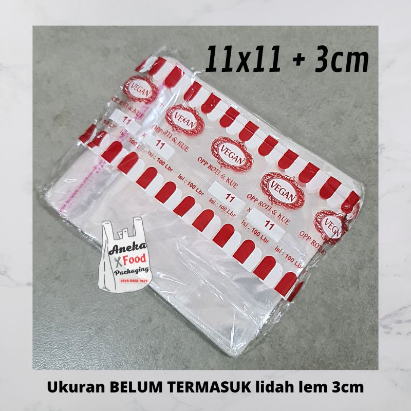 Jual Kantong plastik OPP bening roti pie bungkus sendok garpu seal lem 8x8 9x9 10x10 11x11 12x12 ...