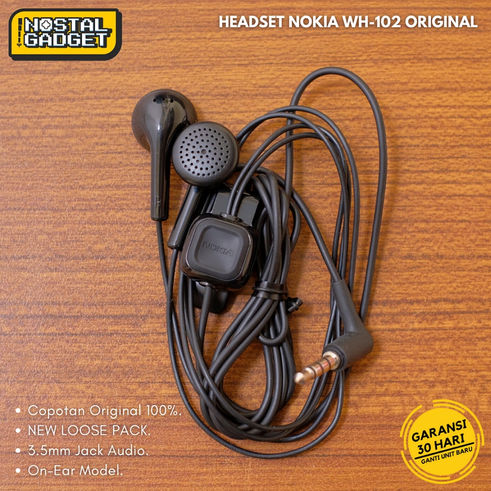 Jual Headset Nokia 103 105 110 150 WH-102 3.5mm Jack Audio Original ...