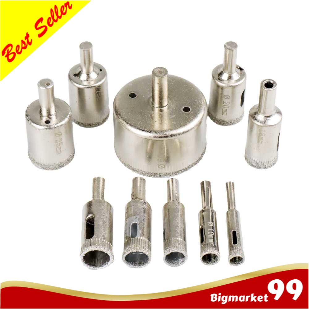 Jual [10PCS] Set Mata Bor Diamond Coated Hole Drill Bit 8mm-50mm ...