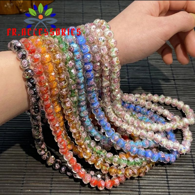 Jual ( 1String)Manik Manik Ceko Murano Lampwork Manik Bung Murano 08/10mm | Shopee Indonesia