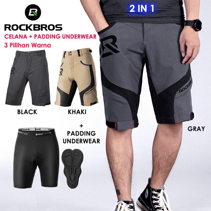 Jual ROCKBROS YPK02 2 in 1 Celana Luar Plus Dalam Sepeda Padding Gel Empuk | Shopee Indonesia