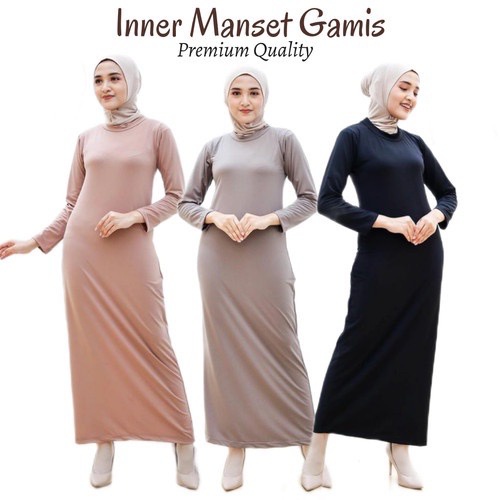 Jual Inner Dress Lengan Panjang / Gamis Manset Lengan Panjang Spandek Soft / Inner Manset ...