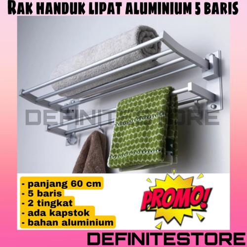 Jual RAK HANDUK LIPAT ALUMINIUM 5 BARIS DAN KAPSTOK ANTI KARAT | Shopee ...