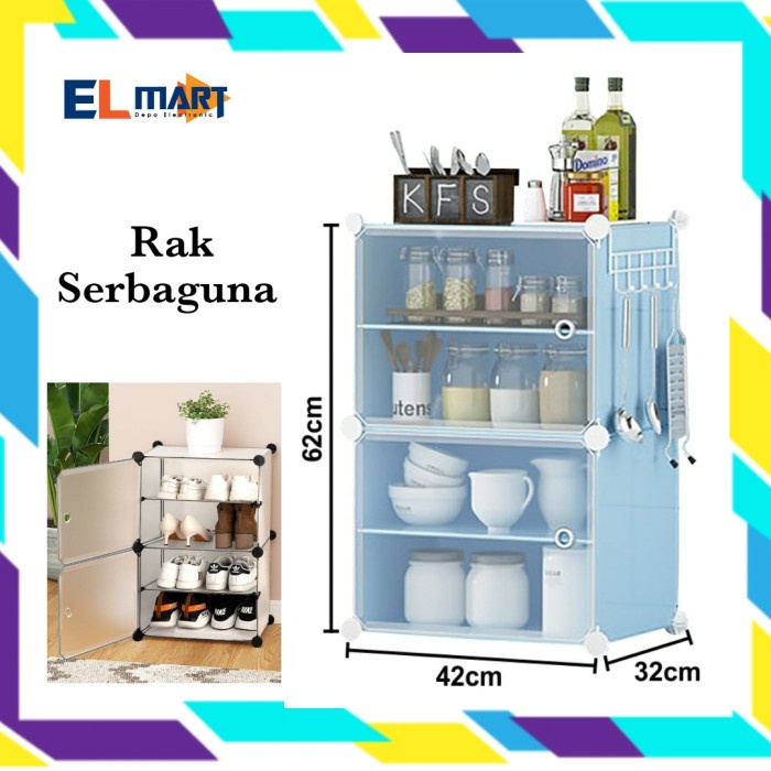 Jual Rak Dapur Sepatu Serbaguna 2 Kolom 4 Susun Tertutup Anti Debu RK09 ...