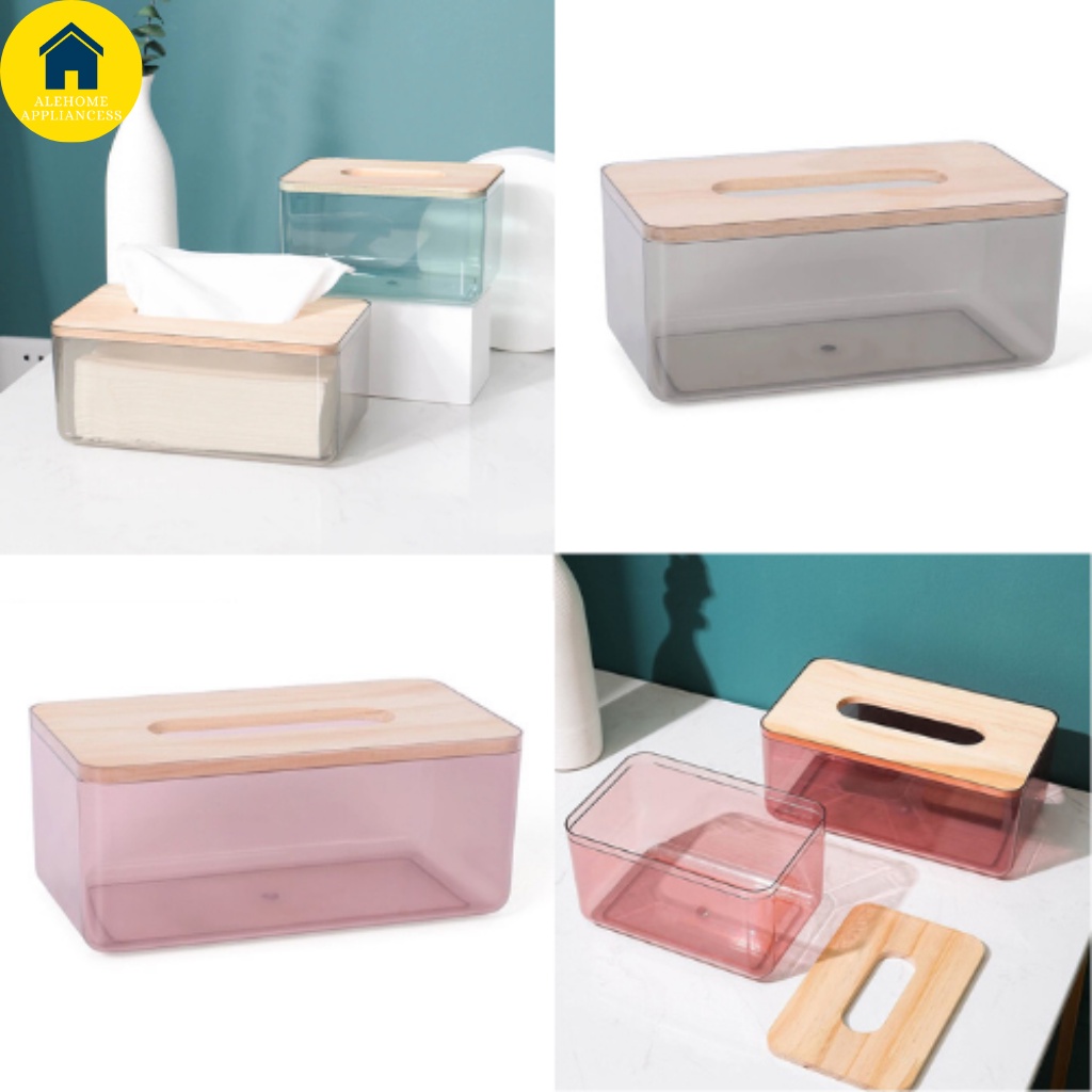 Jual Kotak Tisu Transparan Kayu Plastik Minimalis Tempat Tissue Box ...