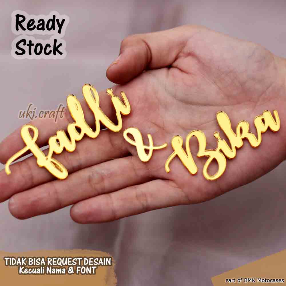 Jual Sepasang Nama Akrilik Mirror Gold Cutting Letter Mirror Gold ...