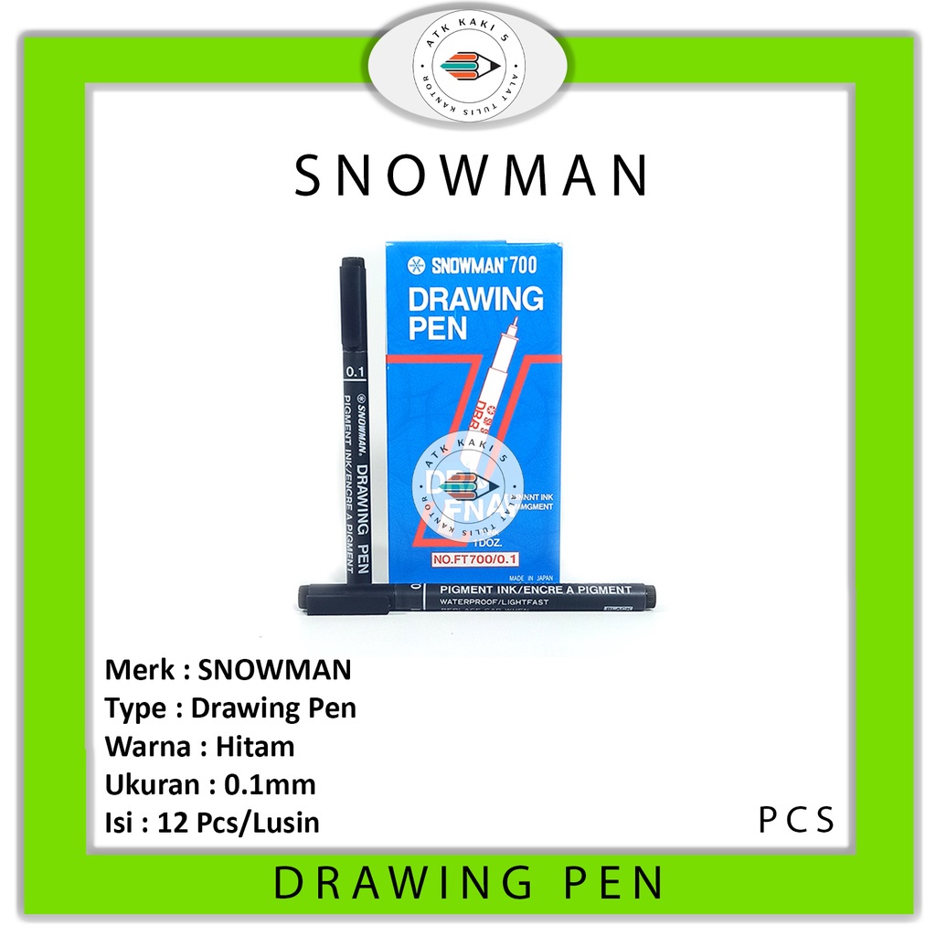 Jual SNOWMAN - Drawing Pen Snowman 700 Hitam 0.1 ATK - PCS | Shopee ...