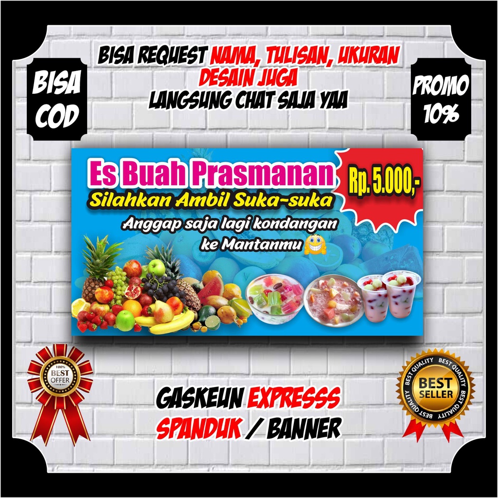 Jual spanduk banner es buah prasmanan design custom keren 1 hari jadi ...