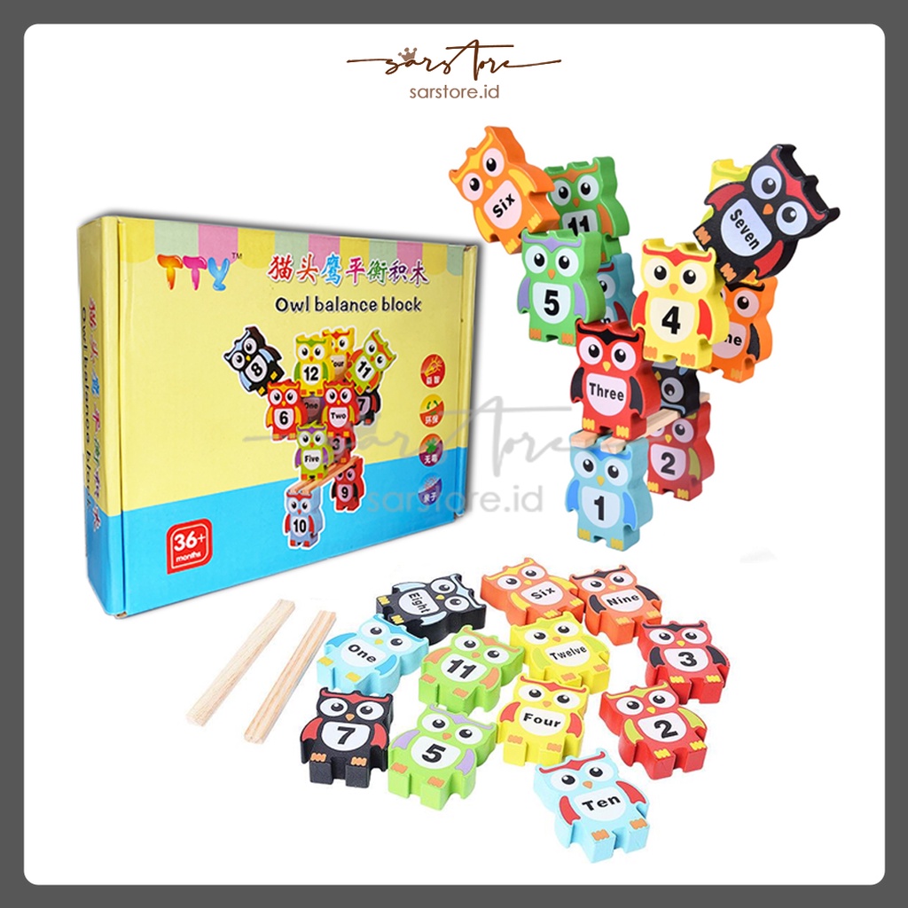 Jual Mainan Edukasi Anak Puzzle Keseimbangan Block Owl / Owl Balance ...