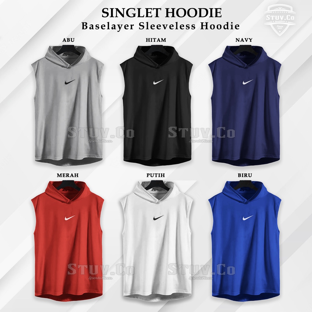 Jual Manset Pria Singlet Hoodie Lekbong Baselayer Sleeveless Olahraga ...