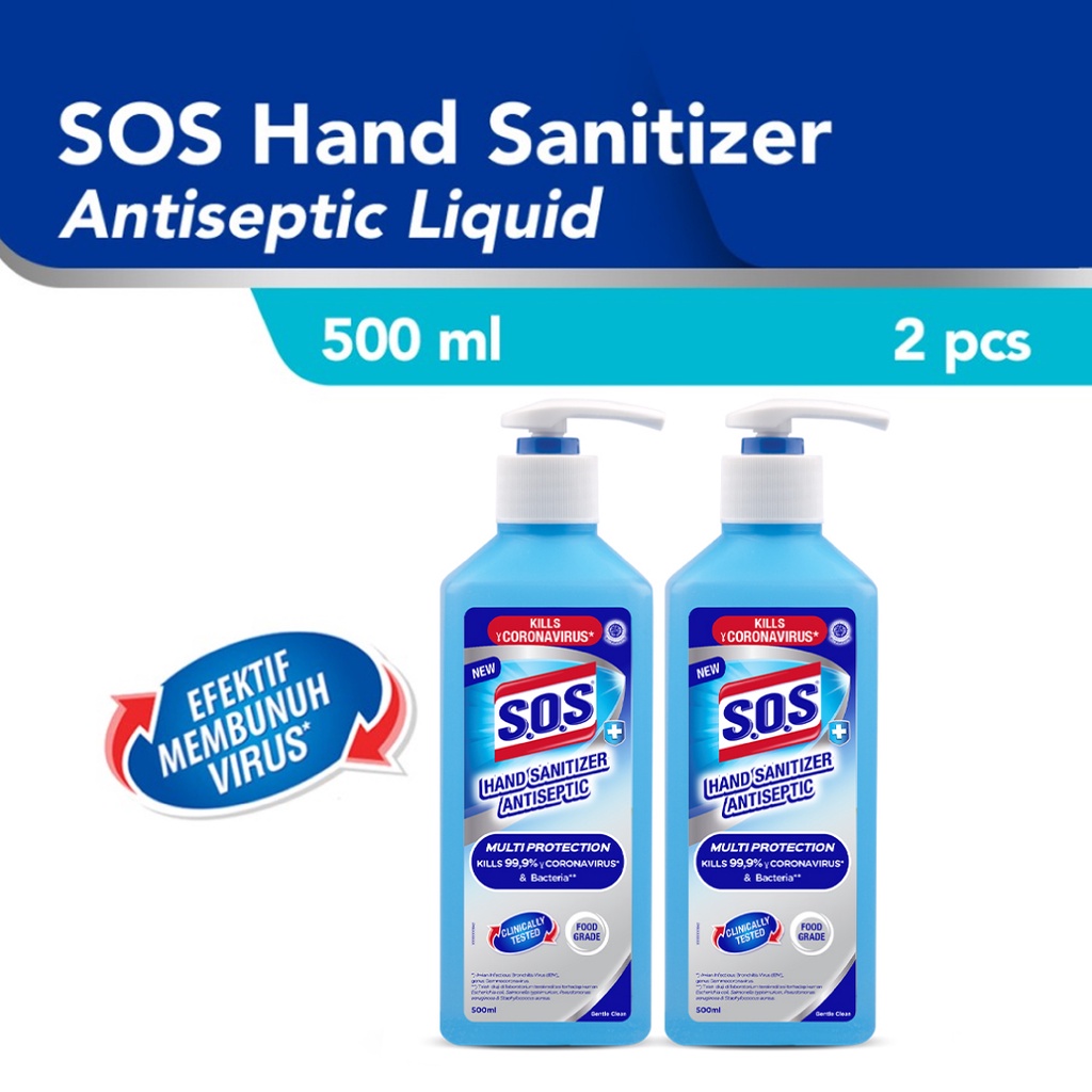 Jual SOS Hand Sanitizer Botol Pump 500ml (2pcs) - Cairan Pembersih ...