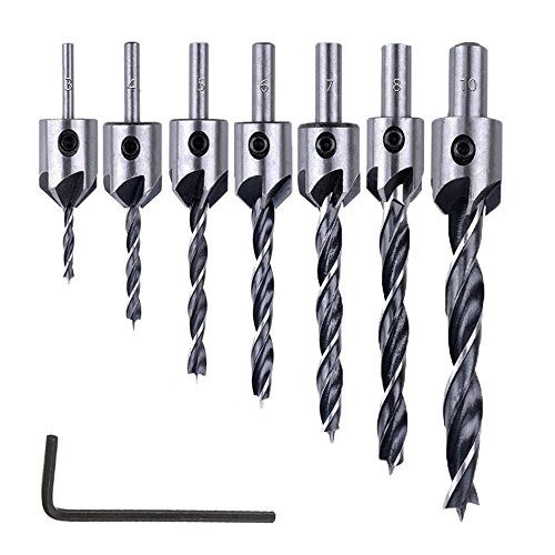 Jual 7Pcs Mata Bor HSS Countersink Chamfer Pilot Flute Reamer Bor Kayu ...