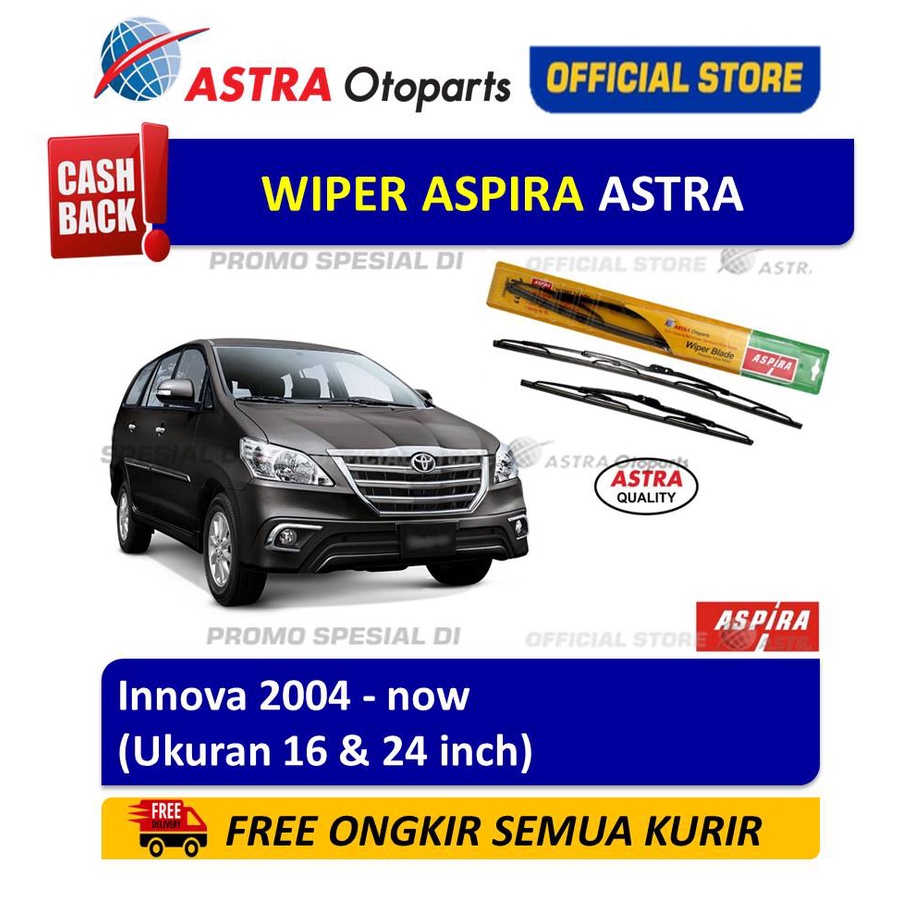 Jual Wiper Blade ASPIRA untuk Toyota Innova 2004-now (ukuran 16 dan 24 ...