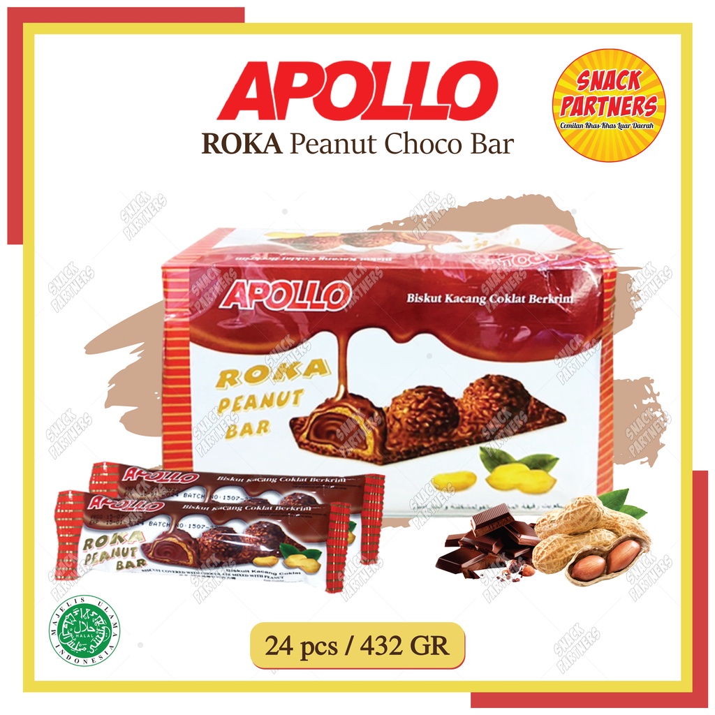 Jual APOLLO ROKA PEANUT Choco Bar 432 GR (24 pcs x 18 gr) - Biskuit ...