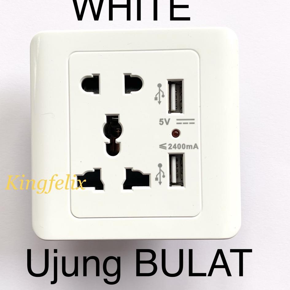 Jual Paket Hemat Colokan Dinding 2 USB Stop Kontak Universal UK EU US ...
