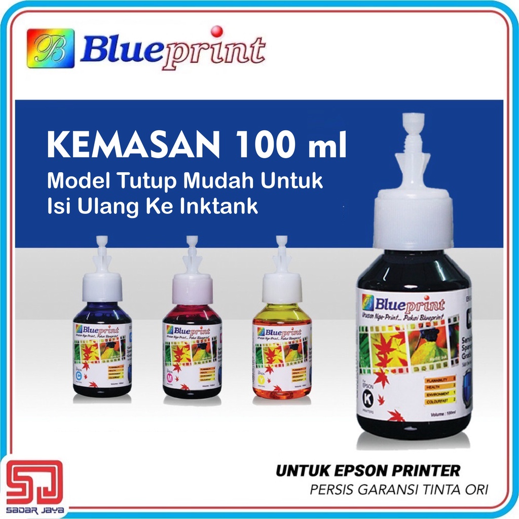 Jual Blueprint Tinta Epson 100ml Tinta Printer Epson Light Cyan Black ...