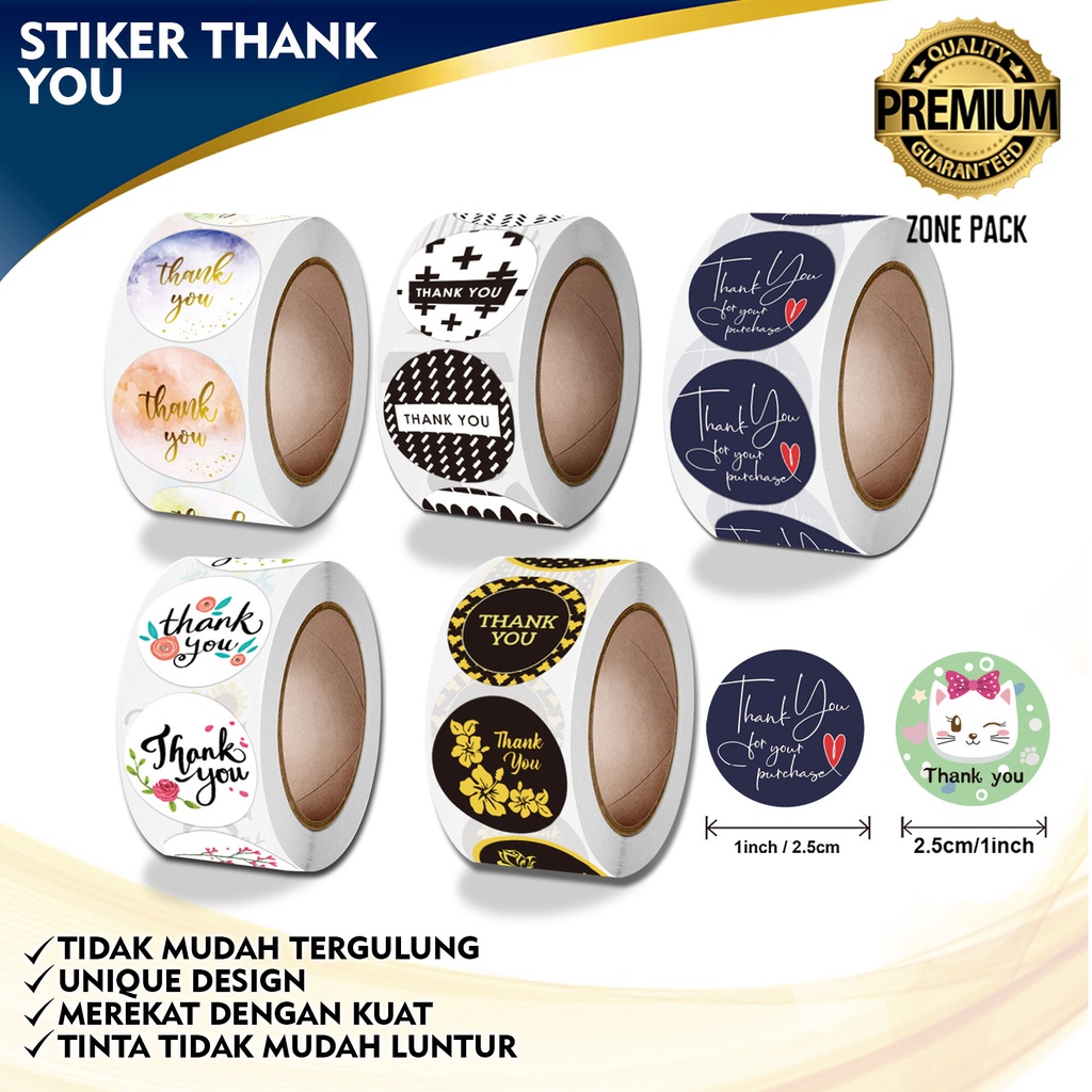 Jual 1 roll (500 pcs) Stiker Label Tulisan Thank You For Your Order ...