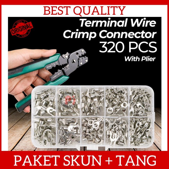 Jual Paket Skun Terminal Kabel Listrik Wire Crimp Connector Kit 320 PCS ...