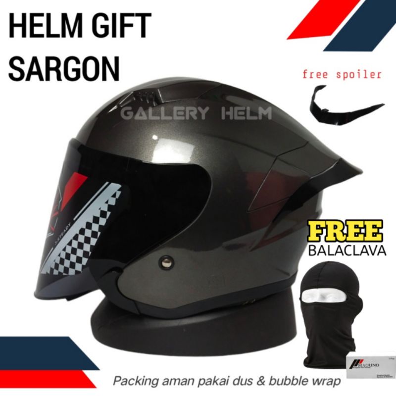 Jual HELM GIFT SARGON GUNMETAL GLOSSY | MODEL NJS KAIROZ | HELM HALF ...