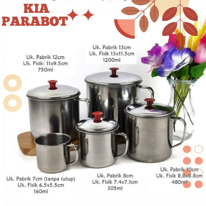 Jual GELAS MUG STAINLES STEEL 8-10-12 CM/MUG TUTUP GELAS CANGKIR subron ...