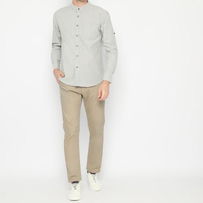 Jual ⅍ Code Male - Zayn Kemeja Pria Basic Kerah Shanghai Koko Abu lite ...